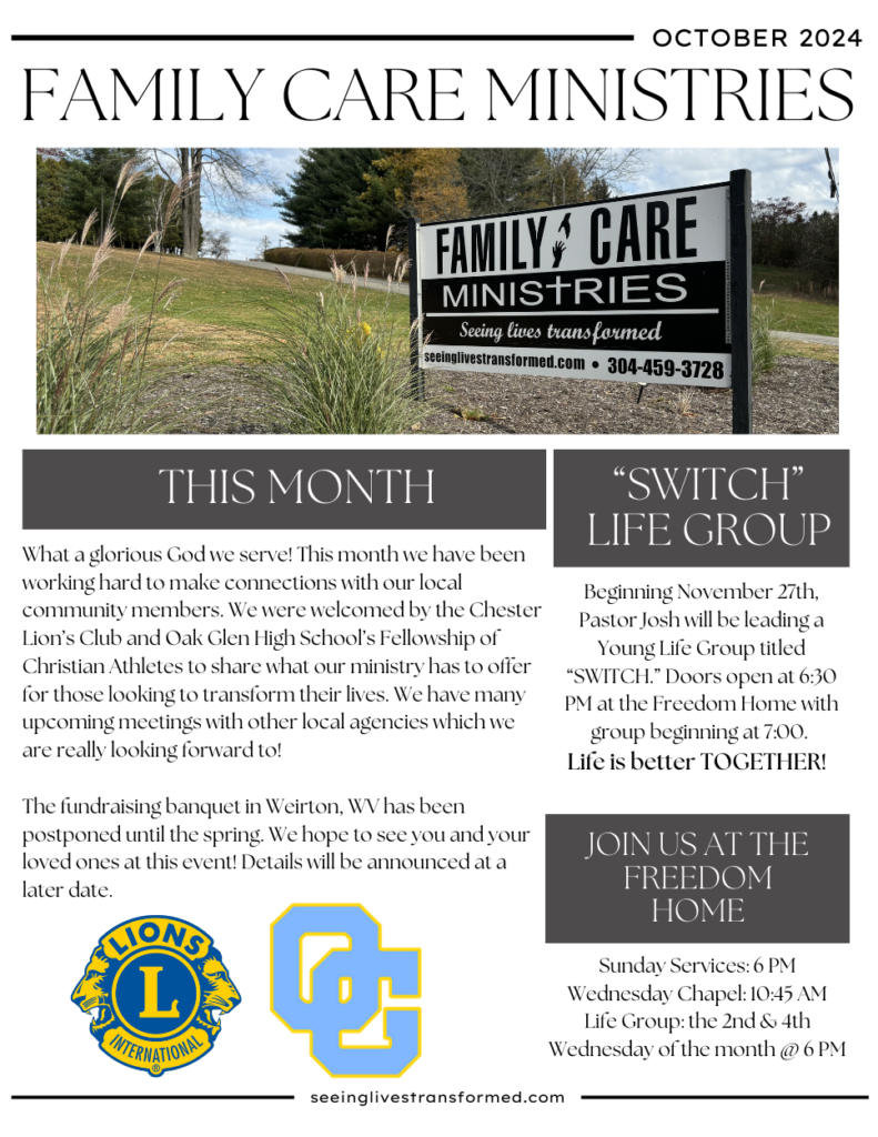 October Newsletter 2024 - Family Care Ministries
